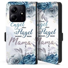 DeinDesign Xiaomi Redmi Note 14 5G Handy Klapph&uuml;lle Handyh&uuml;lle aus Kunst Leder schwarz Flip Case Mothersday Flowers Mom Sideflip mit Lasche