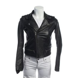 Maje Lederjacke / Ledermantel Damen Größe XS Second Hand schwarz