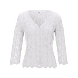 Peter Hahn - Cardigan, weiss, Gr. 46 / L - Baumwolle