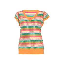 Sanika Pullover 'Fashion Look' Damen Gr&ouml;&szlig;e S dunkelgr&uuml;n / lavendel / orange / pink