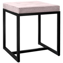 CLP Sitzhocker Barci I Moderner Hocker Hochwertiger Polsterhocker mit schwarz pulverbeschichteten Eisengestell