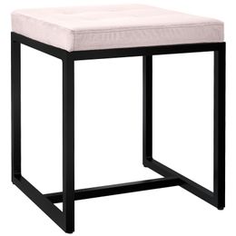 CLP Sitzhocker Barci I Moderner Hocker Hochwertiger Polsterhocker mit schwarz pulverbeschichteten Eisengestell