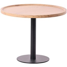 CLP Beistelltisch Aspen I Couchtisch mit runder Tischplatte aus Holz I Wohnzimmertisch mit matt-schwarzem Metallgestell