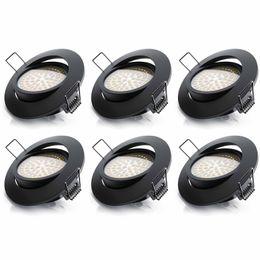 Brandson 6x LED Deckenspots dimmbar & schwenkbar Einbaustrahler mit Aluminium Rahmen in schwarz
