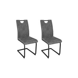 ByLiving Esszimmerstuhl BANFF, 2er Set, Webstoffbezug anthrazit, Gestell schwarz