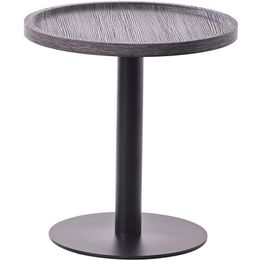 CLP Beistelltisch Aspen I Couchtisch mit runder Tischplatte aus Holz I Wohnzimmertisch mit matt-schwarzem Metallgestell