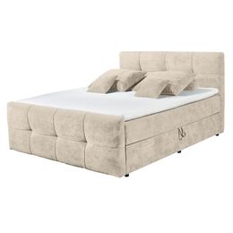 Riess Ambiente riess-ambiente Boxspringbett TOULOUSE 140x200cm beige inkl. Matratze und Topper mit Bettkasten