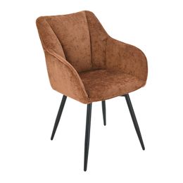 Riess Ambiente riess-ambiente Drehbarer Retro Stuhl AVIGNON rost braun Chenille schwarze Metallbeine