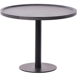 CLP Beistelltisch Aspen I Couchtisch mit runder Tischplatte aus Holz I Wohnzimmertisch mit matt-schwarzem Metallgestell