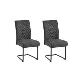 ByLiving Esszimmerstuhl MARIA-XXL, 2-er Set, Bezug anthrazit, Gestell schwarz