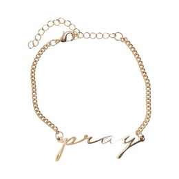 Mister Tee Armband 'Pray' Damen Gr&ouml;&szlig;e L/XL gold