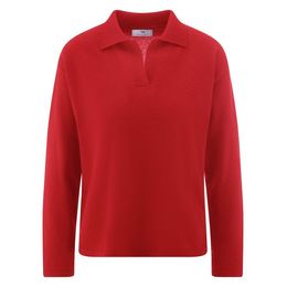 Peter Hahn - Polo-Pullover, rot, Gr. 50 / XL - Schurwolle