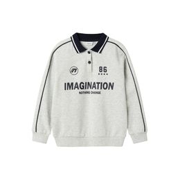 name it Sweatshirt 'NKMKRIS' Jungen Gr&ouml;&szlig;e 146/152 hellgrau / schwarz