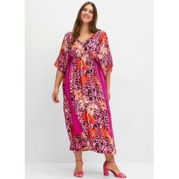 sheego loves miss goodlife sheego Große Größen Maxikleid mit weiten Halbärmeln, pink gemustert, Größe 52 - Damen