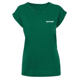 Merchcode T-Shirt 'Unfollow' Damen Größe L dunkelgrün / weiß