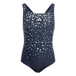 adidas Sportswear Sportbadeanzug 'Glitter V-back Swimsuit' M&auml;dchen Gr&ouml;&szlig;e 128 dunkelblau / silber
