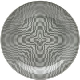 Dessertteller Van Well "Jive, Teller 21 cm, 6 Stück", grau, H:2,5cm Ø:21cm, Porzellan, Speiseteller, dezentes Spiraldekor, spülmaschinen-und mikrowellengeeignet