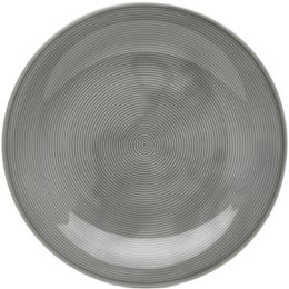 Speiseteller Van Well "Jive, flacher Teller 25 cm, 6 Stück", grau, H:2,8cm Ø:25cm, Porzellan, Speiseteller, dezentes Spiraldekor, spülmaschinen-und mikrowellengeeignet