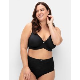 Slip sheego, Damen, Gr. 44, schwarz (schwarz, weiß), 82% Polyamid, 18% Elasthan, Spitze:10% Elasthan, 90% Polyamid, Unterhosen