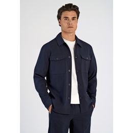 Hemdjacke LINDBERGH "LINDBERGH Hemdjacke", Herren, Gr. L, blau (navy), Oberstoff: 35% Polyester (recycelte Fasern), 31% Viskose, 30% Polyester, 4% Elasthan, lässig geschnitten, Jacken