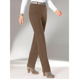 Thermohose COSMA, Damen, Gr. 18, Kurzgrößen, grau (taupe), 69% Baumwolle, 29% Polyester, 2% Elasthan, unifarben, lang, Hosen