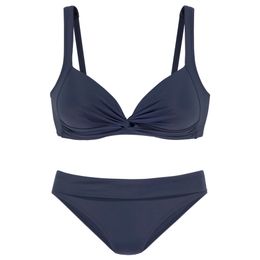Triangel-Bikini Lascana, Damen, Gr. 36, Cup B, blau (marine), Polyamid, unifarben, Bikini-Sets, in Bralette-Form