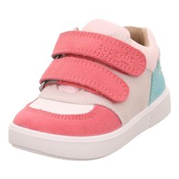 Klettschuh Superfit "SUPIES WMS: mittel", Kinder, Gr. 25, rosa (rosa kombiniert), Leder, Polyester, Veloursleder, Schuhe Klettschuh, Sneaker, Freizeitschuh im Retro Look, Gr&ouml;&szlig;enschablone zum Download