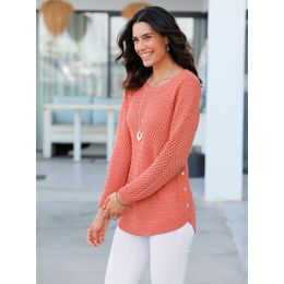 Strickpullover Inspirationen "Pullover", Damen, Gr. 36, rosa (flamingo), 50% Baumwolle, 50% Polyacryl, unifarben, Pullover Strickpullover