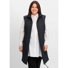 Longweste sheego, Damen, Gr. 40, blau (tiefblau), 100% Polyester, unifarben, Westen Longweste