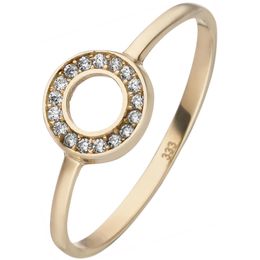 Fingerring Jobo Gr. 56, gold (gelbgold 333), Fingerringe, Damen, 56, Gelbgold 333, Fingerring, 333 Gold mit 21 Zirkonia