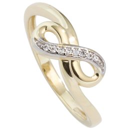 Fingerring Jobo "Unendlichkeit" Gr. 56, gold (gelbgold 333), Fingerringe, Damen, 56, Gelbgold 333, Fingerring, 333 Gold bicolor mit 8 Zirkonia