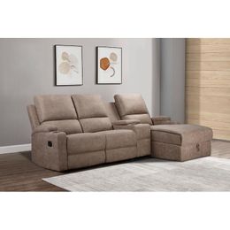 Home Affaire Ecksofa »NAPORI Multimediasofa, 3er Kinosessel XXL, L-Form, 3 Bezugsstoffe« Kinosofa mit Relaxfunktion, Getränkehalter, Staufach und...