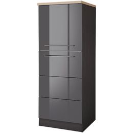 KOCHSTATION Seitenschrank &raquo;KS-Wien&laquo; Breite 60 cm, H&ouml;he 165 cm, T&uuml;ranschlag wechselbar grau Holzwerkstoff, MDF