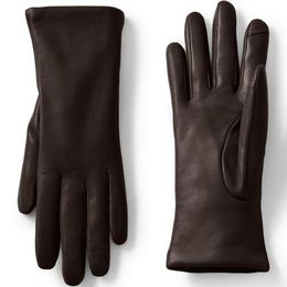 LANDS' END Lederhandschuhe mit Kaschmirfutter, Damen,  Braun, Kaschmir/Leder, by Lands' End