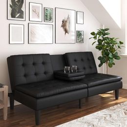 DOREL HOME Schlafsofa »MAINE, Kinosofa mit Relax- und Bettfunktion, 2 Getränkehalter, « Liegefläche 190 x 110 cm, Webstoff und Kunstleder schwarz