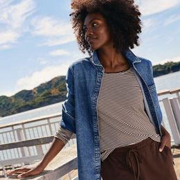 LANDS' END Baumwolle/Modal-Shirt mit Ballett-Ausschnitt, Damen,  Braun, Baumwolle Modal, by Lands' End
