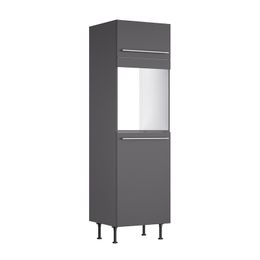 KOCHSTATION Backofen/Kühlumbauschrank »KS-Bern2« B 60 cm, H 211, 8 cm, 1 Klappe, 1 Tür (H 89, 2 cm), 1 feste Blende anthrazit/anthrazit