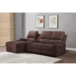 Home Affaire Ecksofa »NAPORI Multimediasofa, 3er Kinosessel XXL, L-Form, 3 Bezugsstoffe« Kinosofa mit Relaxfunktion, Getränkehalter, Staufach und...