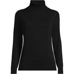LANDS' END Feinstrick-Rollkragenpullover aus Baumwolle, Damen,  Schwarz, Baumwolle, by Lands' End