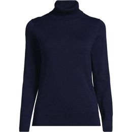 LANDS' END Feinstrick-Rollkragenpullover aus Baumwolle, Damen,  Blau, Baumwolle, by Lands' End