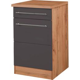 KOCHSTATION Unterschrank &raquo;KS-Wien&laquo; Breite 50 cm, mit 1 T&uuml;r und 1 Schubkasten anthrazit/wotaneiche-wotaneiche wotaneiche
