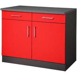 KOCHSTATION Unterschrank »KS-Paris« Breite 100 cm rot/ graphit