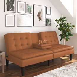 DOREL HOME Schlafsofa »MAINE, Kinosofa mit Relax- und Bettfunktion, 2 Getränkehalter, « Liegefläche 190 x 110 cm, Webstoff und Kunstleder cognac