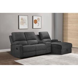 Home Affaire Ecksofa &raquo;NAPORI Multimediasofa, 3er Kinosessel XXL, L-Form, 3 Bezugsstoffe&laquo; Kinosofa mit Relaxfunktion, Getr&auml;nkehalter, Staufach und 