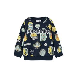 name it Sweatshirt 'NMMJazy Pokemon' Jungen Größe 116 dunkelblau / gelb / pastellgrün / weiß