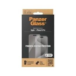 PanzerGlass Displayschutz Classic Fit, Schutzfolie transparent, iPhone 15 Pro