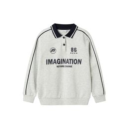 name it Sweatshirt 'NKMKRIS' Jungen Größe 158/164 hellgrau / schwarz