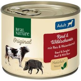 REAL NATURE Nassfutter Hund, Adult, Rind und Wildschwein 24x200 g