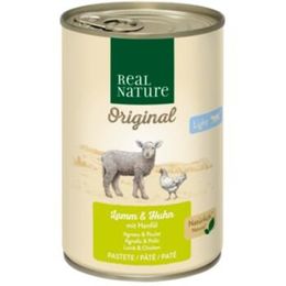 REAL NATURE Original Nassfutter Katze, Adult, Light Huhn und Lamm 12x400 g