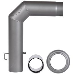 Ofenrohr FIREFIX, grau, B:14,5cm H:59cm L:49cm, Stahlblech, Rohre, Stahlblech, mit Drosselklappe